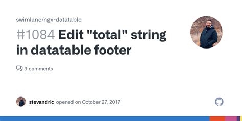 Edit Total String In Datatable Footer · Issue 1084 · Swimlanengx Datatable · Github