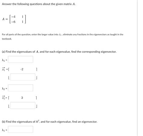 Solved Answer The Following Questions About The Given Matrix Chegg