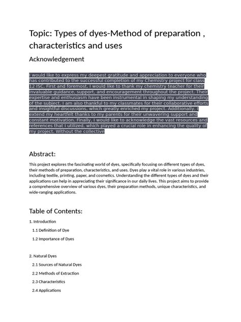 Chemistry Project File Pdf Dye Dyeing