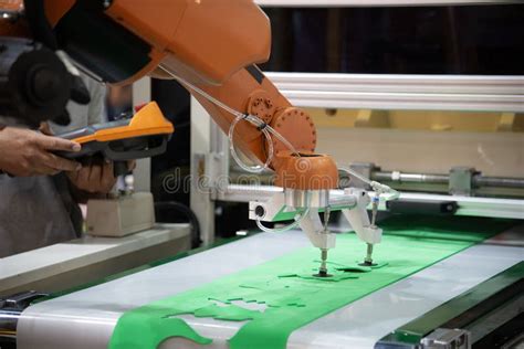 The Engineer Program The Robotic Arm Stock Image Image Of Engineer