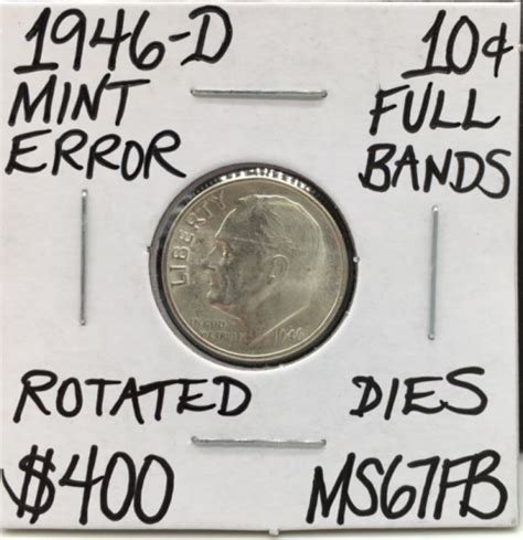 1946 D Ms67fb Mint Error Band Dime