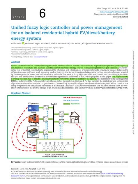 Unified Fuzzy Logic Controller And Power Management For An Isolated Residential Hybrid Pv Diesel