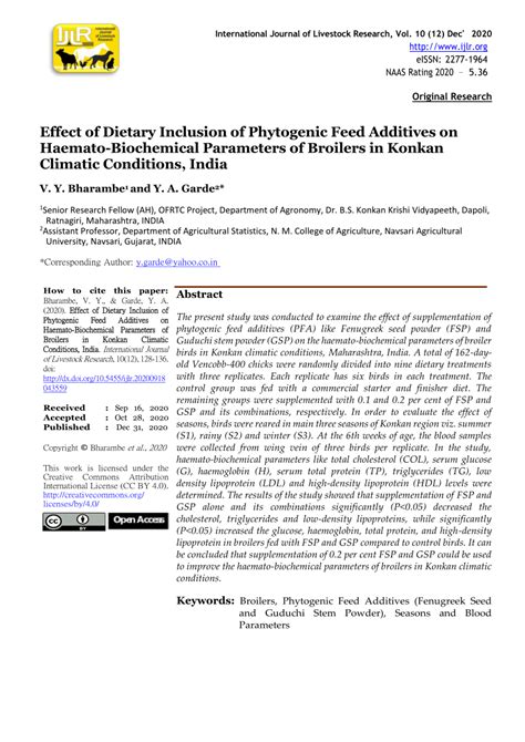 Pdf Effect Of Dietary Inclusion Of Phytogenic Feed Additives On