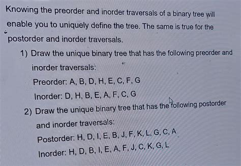 Solved Nowing The Preorder And Inorder Traversals Of A