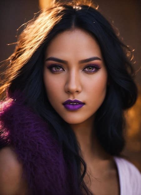 Premium Photo A Woman With A Purple Lip And Purple Lipstick