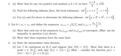 Solved 1 A Show That For Any Two Positive Real Numbers
