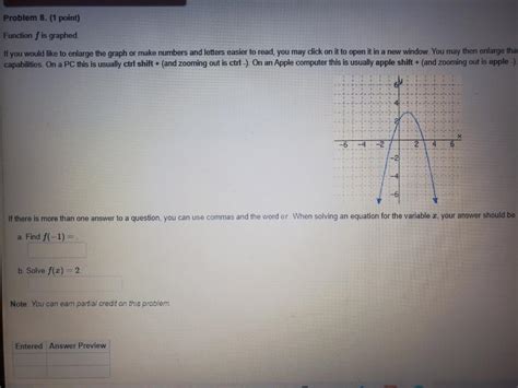 Solved Problem 8 1 Point Function F Is Graphed If You