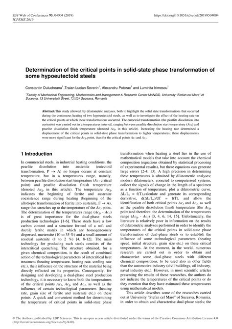 Pdf Determination Of The Critical Points In Solid State Phase