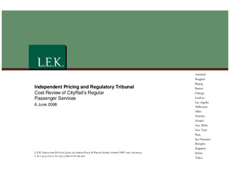 Pdf Independent Pricing And Regulatory Tribunal Cost Review Of