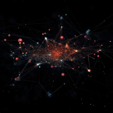 Complex Digital Network Of Nodes And Connections In Outer Space Visualization Stock Image