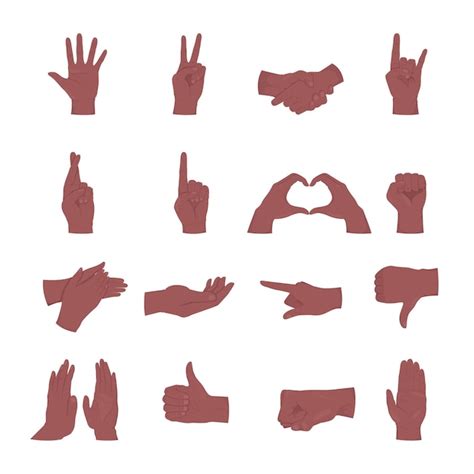 Premium Vector Body Language Semi Flat Color Vector Hand Gestures Set