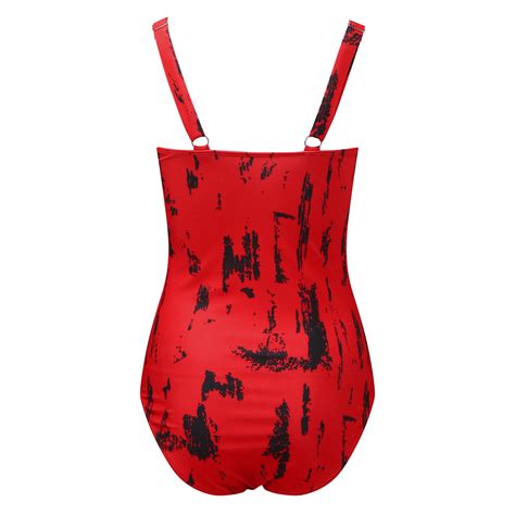 Yejiman Red One Piece Swimsuit Women Polyester Vintage Womens Sling Swimsuit Tummy Control