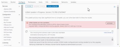 Dell Vxrail Prechecking If The Admission Control Is Off For Vsan 2 Node Cluster Upgrade Fails