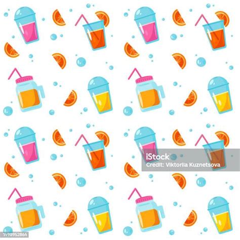 다양한 신선한 칵테일과 오렌지가 어우러진 매끄러운 패턴 0명에 대한 스톡 벡터 아트 및 기타 이미지 0명 감귤류 과일 건강한 식생활 Istock