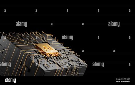Gold Ai Chipset On Circuit Board Working On Data Analysis In Futuristic