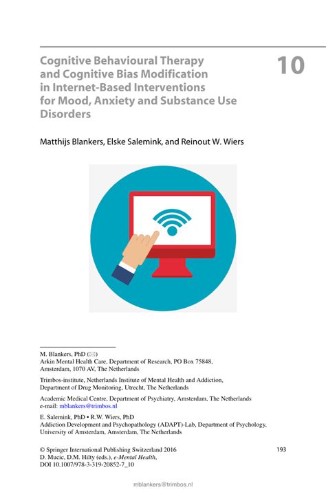 Pdf Cognitive Behavioural Therapy And Cognitive Bias Modification In Internet Based