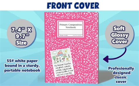 Primary Composition Notebook Pink Marble Draw And Write Journal For