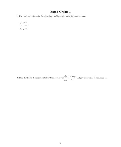 Solved Extra Credit Use The Maclaurin Series For Ex To Chegg Com