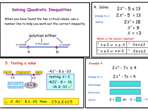 Solving Quadratic Inequalities Ppt Teaching Resources