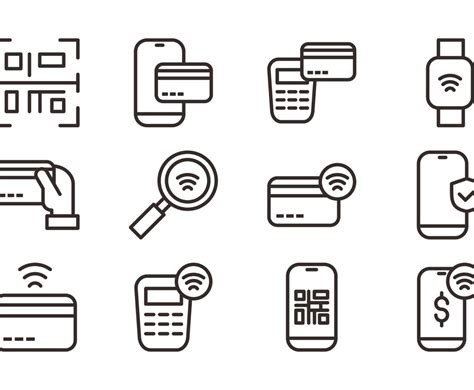 Cashless Payment Outline Icon Collection Vector Art And Graphics