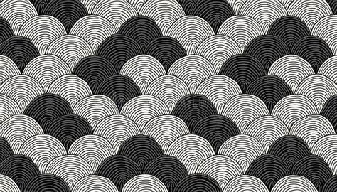 Abstract Black White Japanese Wave Seamless Pattern Repeating Overlapping Circles Create
