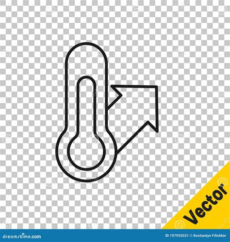 Black Line Meteorology Thermometer Measuring Icon Isolated On