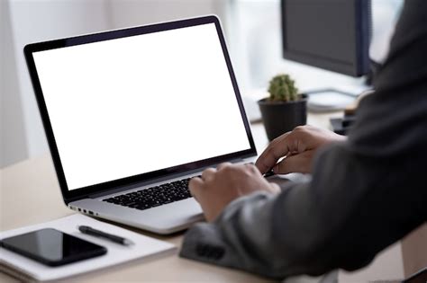 Premium Photo Mock Up Using Laptop With Blank Screen Computer Modern