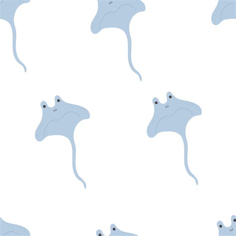 Submarino Sin Costura Modelo Con Dibujos Animados Mantarraya Vistoso Vector Plano Para Niños