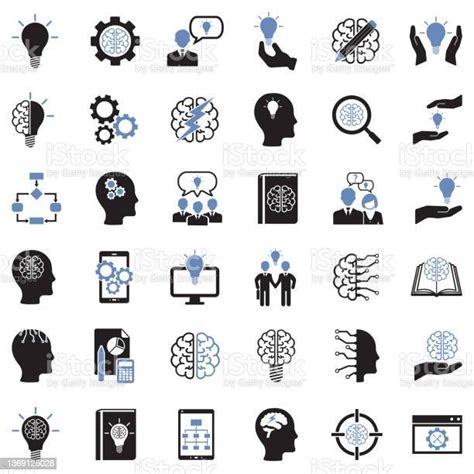 아이디어 아이콘 투 톤 플랫 디자인 벡터 일러스트레이션 아이콘에 대한 스톡 벡터 아트 및 기타 이미지 아이콘 투톤 색상 브레인스토밍 Istock