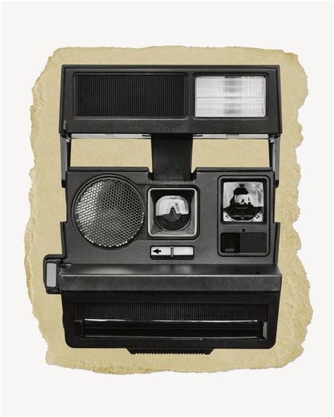 Download Free Image Of Retro Instant Camera Ripped Paper Object