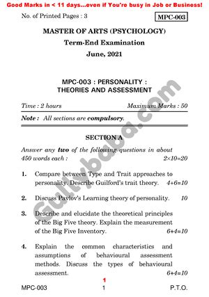 MPC Dec Last Year Question Papaer P T O No Of Printed