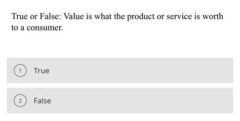 solved 1 all one part true or false price and value are