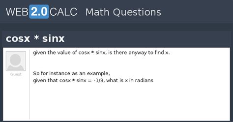 View Question Cosx Sinx