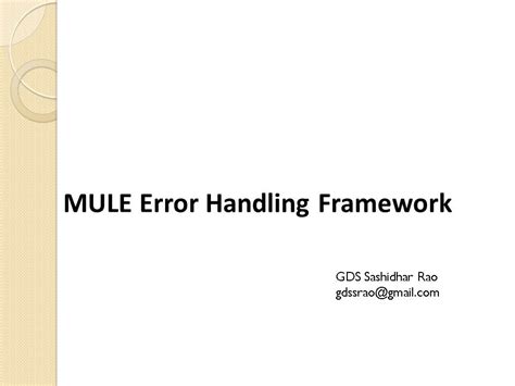 Mule Error Handling Framework Gdssrao