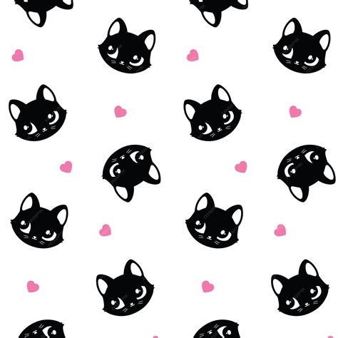 Premium Vector Cat Cute Face Portrait Kitten White Black Eyes Nose Pretty Small Little Pattern