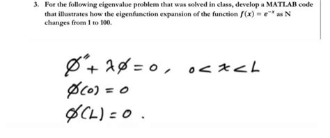 Solved 3 For The Following Eigenvalue Problem That Was