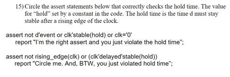 Solved 15 Circle The Assert Statements Below That Correctly