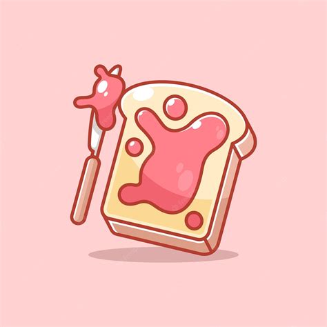 Premium Vector Cute White Bread With Strawberry Jam