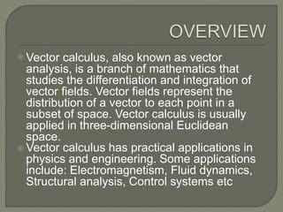 AAPPLICATION OF VECTOR CALCULUS 1 Pptx Physics Science