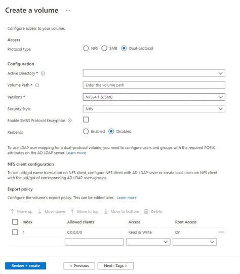建立 azure netapp files 的雙重通訊協定磁碟區 microsoft learn
