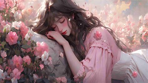 阿狸花丛少女睡梦4k动漫壁纸 极简壁纸