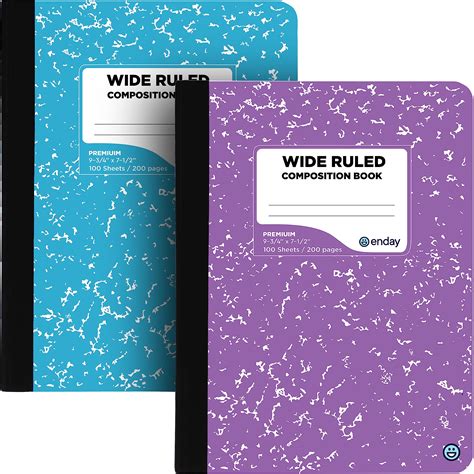 Enday Composition Notebooks Wide Ruled Paper Colored Marble Composition Notebook