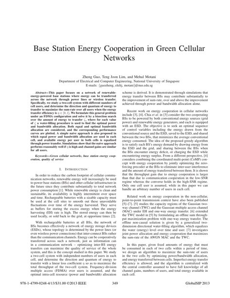 Pdf Base Station Energy Cooperation In Green Cellular Networks