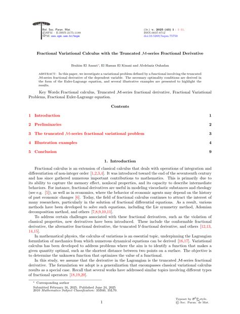 Pdf Fractional Variational Calculus With The Truncated M Series