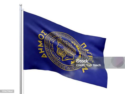 파트라스 플래그는 흰색 배경에 흔들리고 가까이 고립 3d 렌더링 0명에 대한 스톡 사진 및 기타 이미지 Istock