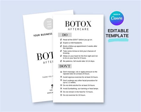 Botox Template Botox Consent Botox Aftercare Botox Botox Card Botox Filler After Botox