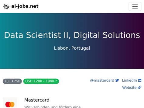 Hiring Data Scientist Ii Digital Solutions In Lisbon Portugal Raimljobs