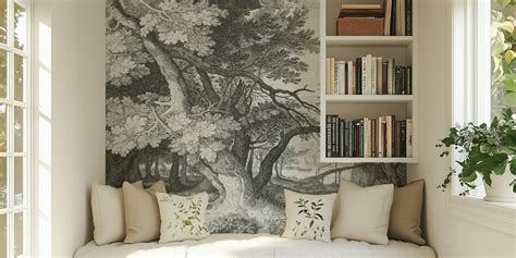 Landscape With Tree Etching Happywall