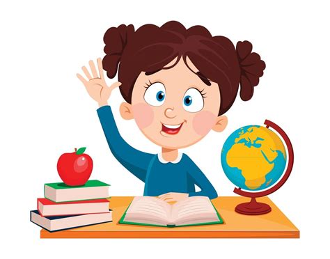 Cute Schoolgirl Sitting At The Desk 2822686 Vector Art At Vecteezy