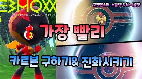포켓몬 스칼렛바이올렛 가장 빨리 카르본을 구하고 진화시키는 방법 카디나르마 파라블레이즈 Youtube